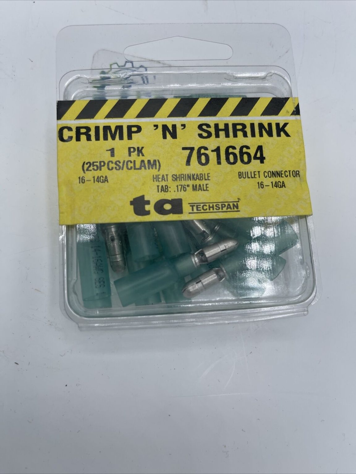 16-14GA bullet type connector male snap socket 0.180" Green - 25/pack