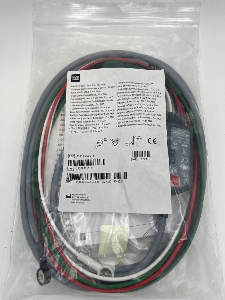 Physio Control 4-wire Limb Cable 2.4m 8ft IEC 11111-000018 3302822-012