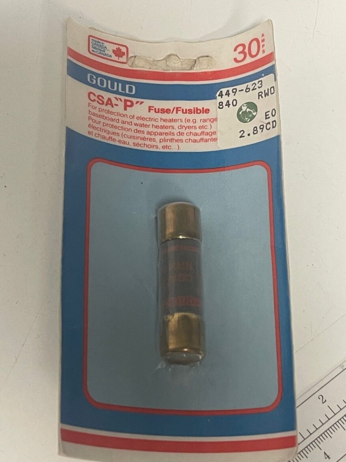 FUSE CARTRIDGE 30AMP 1 / CARD - MADE IN CANADA
