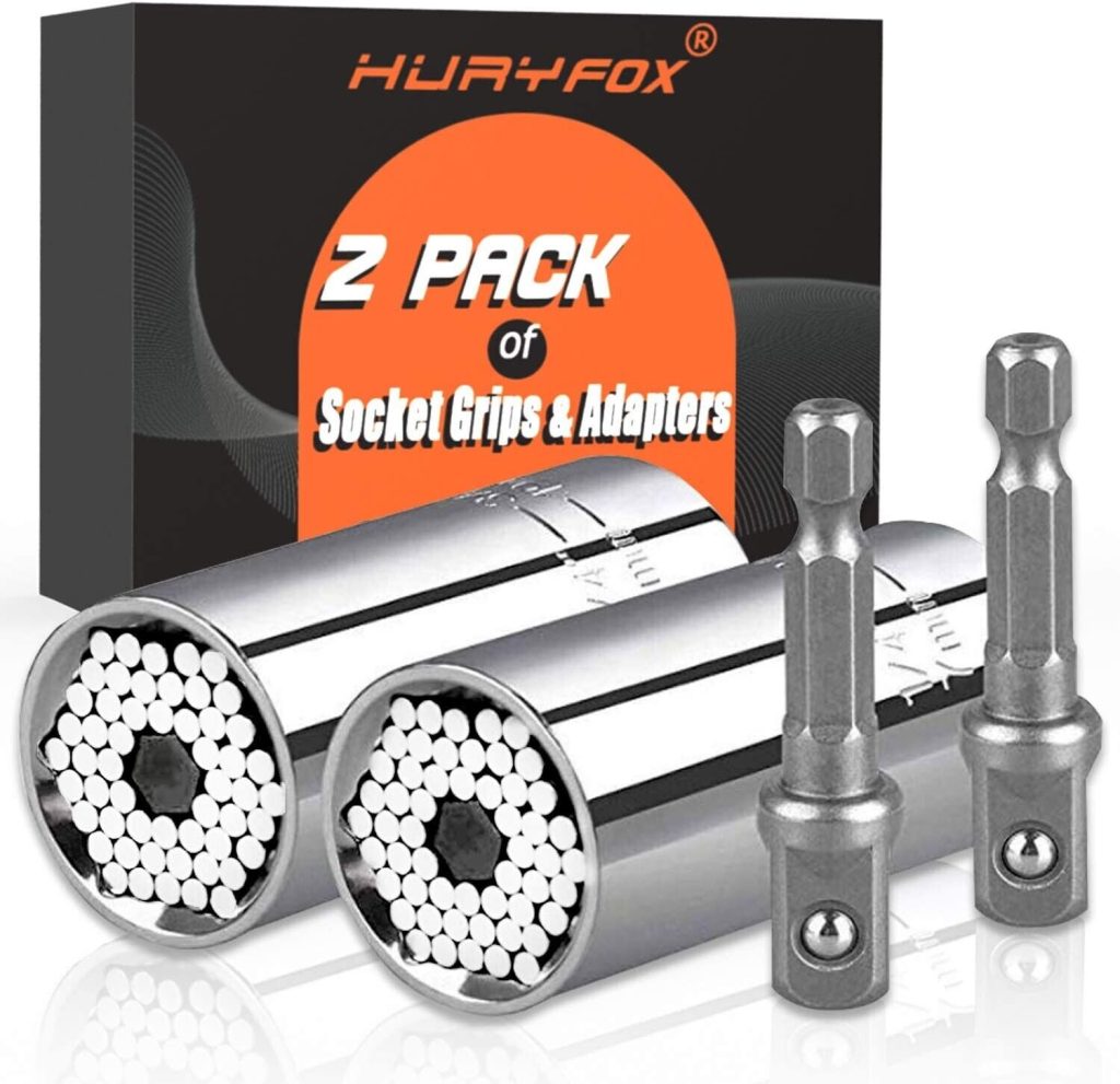 Huryfox 2 Packs Universal Socket Grip + Adapter Tool Set 1/4"-3/4"