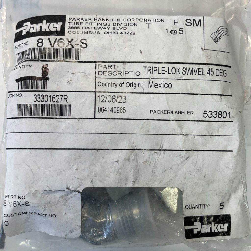 Parker 8 V6X-S Triple-Lok® 45° Flare JIC Tube 33301627R (4/Pack)