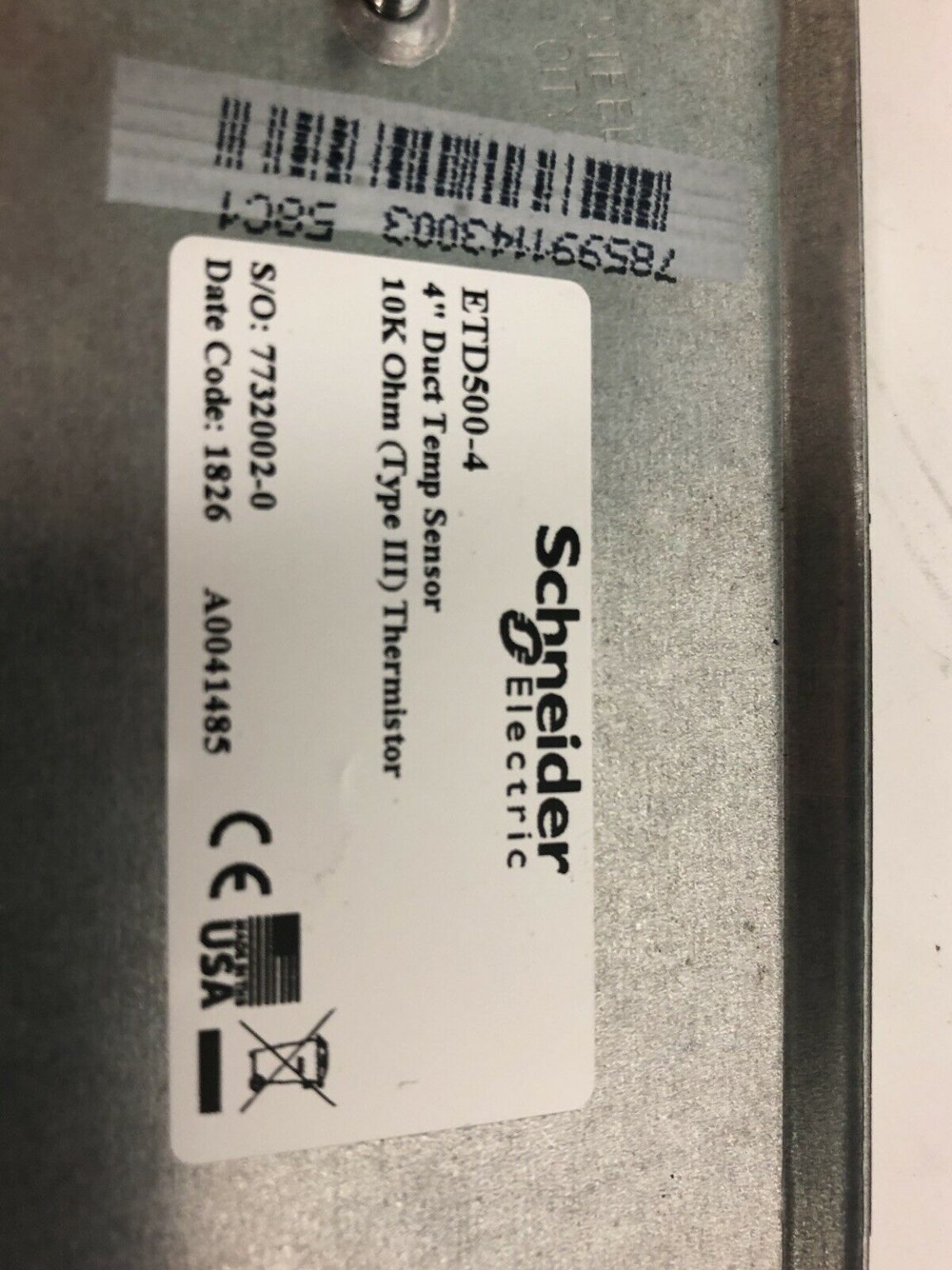 Schneider ETD500-4 , 4" duct Temperature Sensor 10K OHM (type III ...