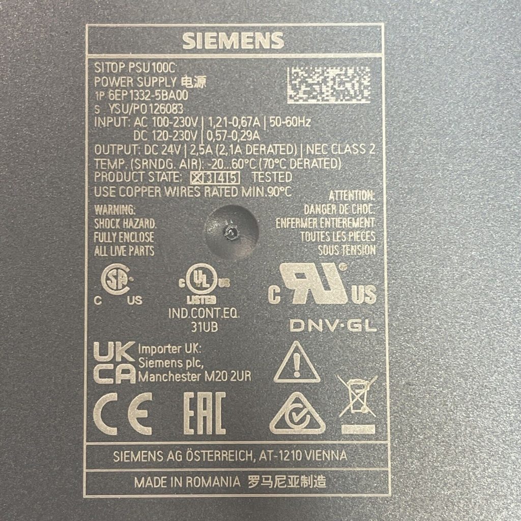 Siemens DC-power supply SITOP PSU100C, single-phase 24 V DC/2.5 A