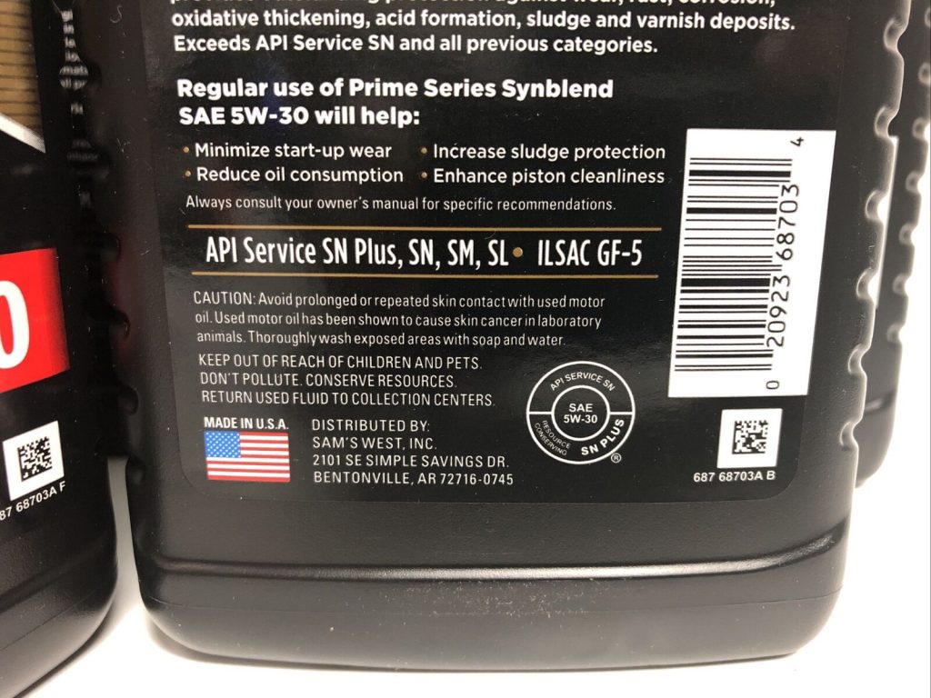 Prime Series Synblend SAE 5W-30 API SN PLUS Motor Oil - (6-pack ...