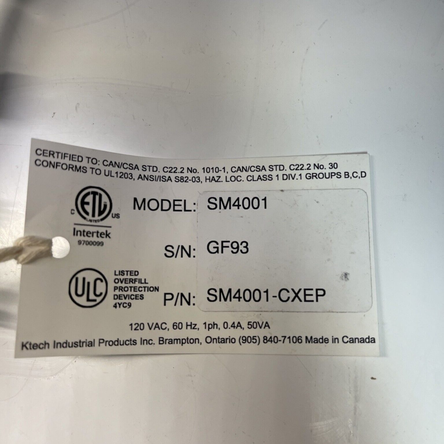 SM4001 Overfill Protection Device, Float Switch, Liquid level sensor