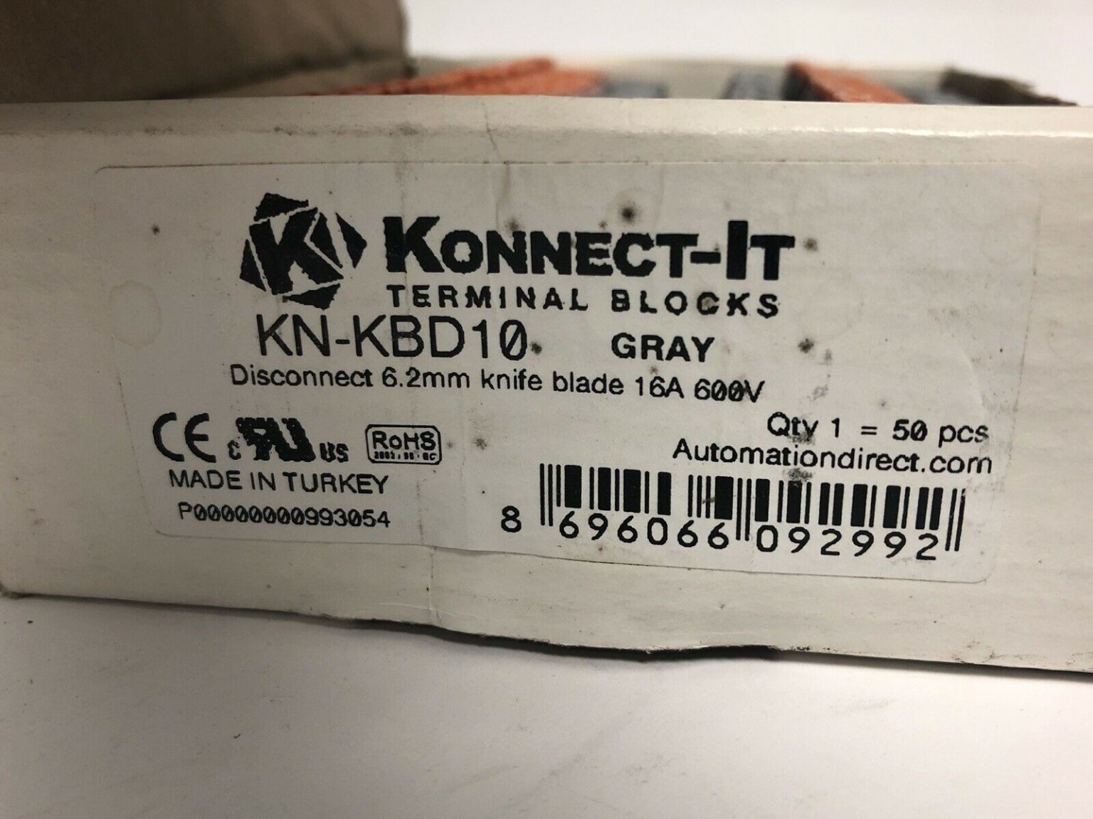 Konnect-It screw disconnect terminal block, KN-KBD10 wire size 26-10 ...