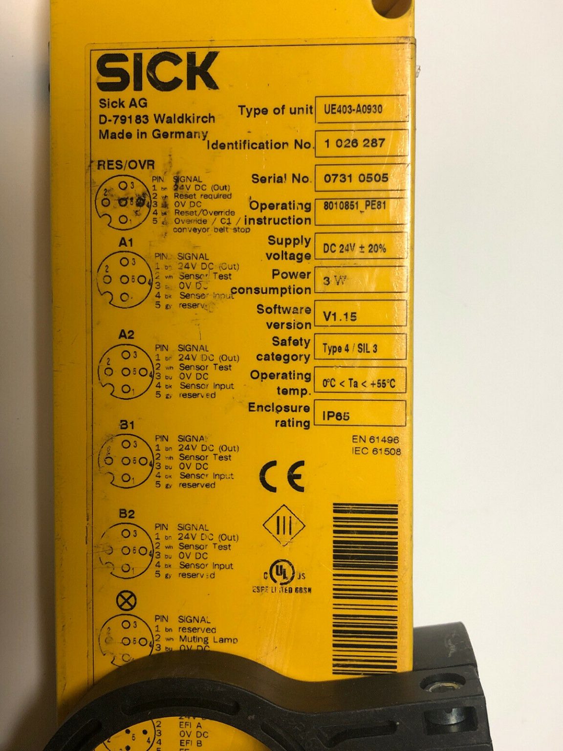 Safety relays UE403-A0930 / Muting switching amplifier - Used /UNTESTED